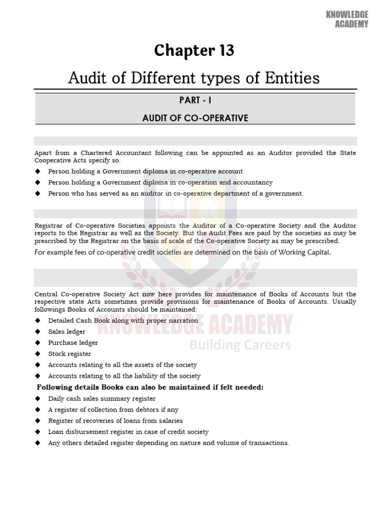 13 - Audit of Different Types of EntitieS | PDF | Audit | Limited Liability Partnership