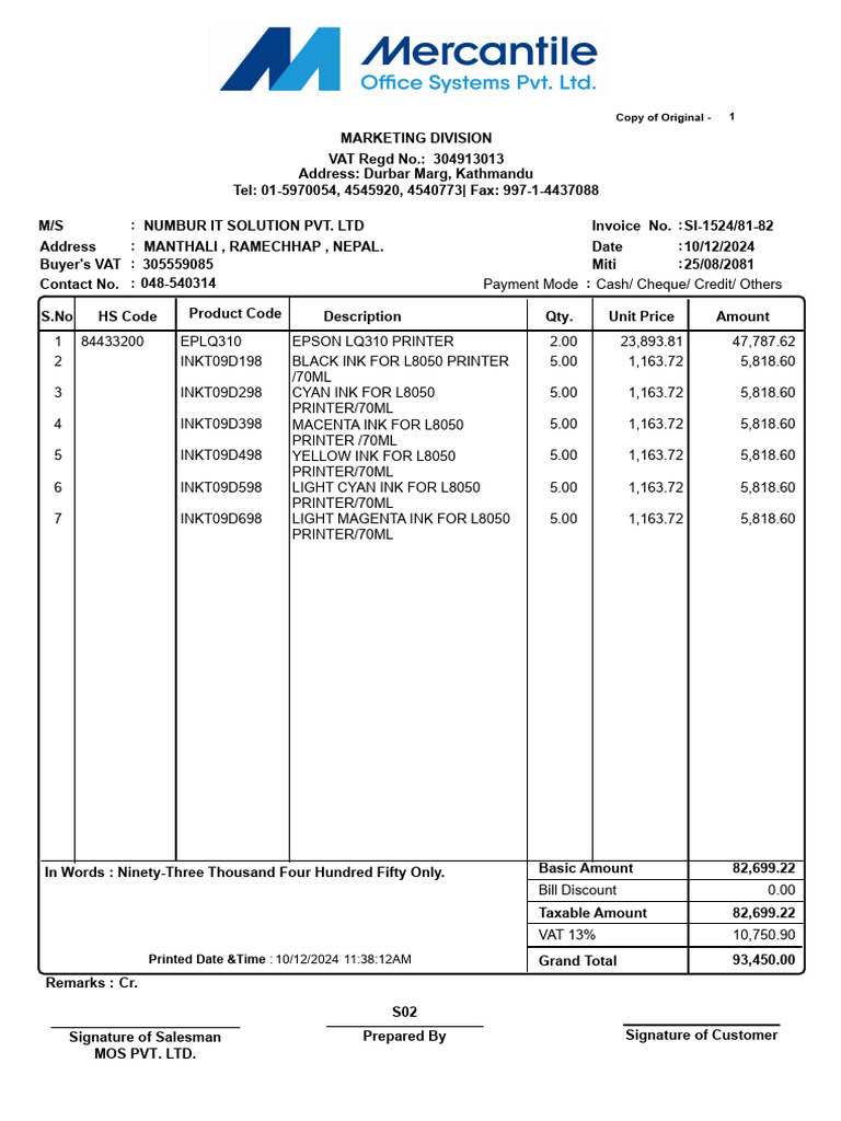 Mos_tax Invoice 1524 | PDF | Printer (Computing) | Invoice