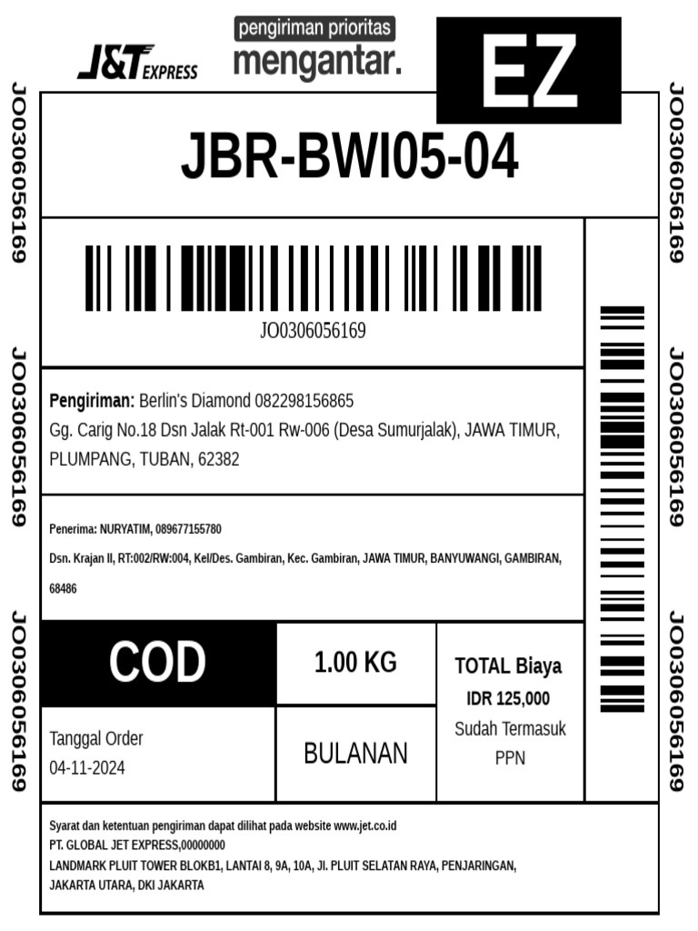 Contoh Resi Pengiriman 4 | PDF