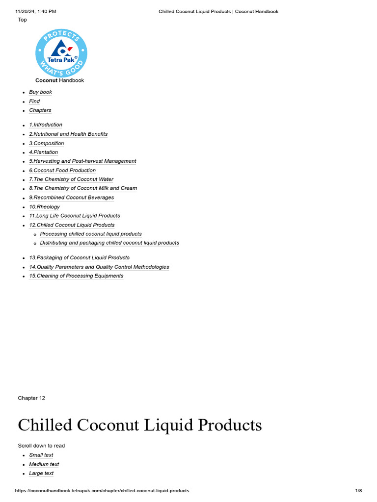 Chilled Coconut Liquid Processing | PDF | Shelf Life | Food Industry