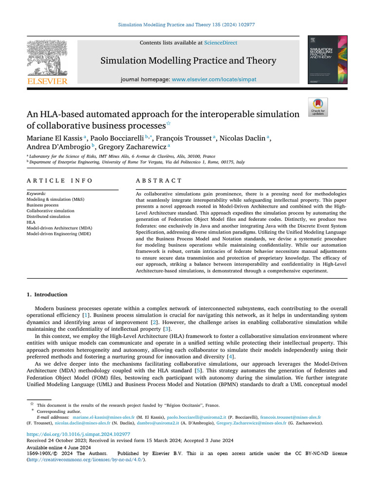 An-HLA-based-automated-approach-for-the-interopera_2024_Simulation-Modelling | PDF | Conceptual ...