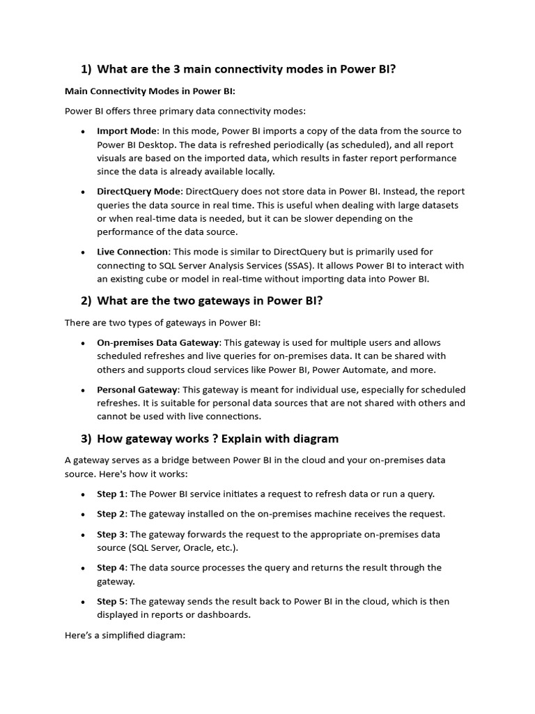 Power BI Connectivity Modes and Gateways | PDF | Cloud Computing | Data ...