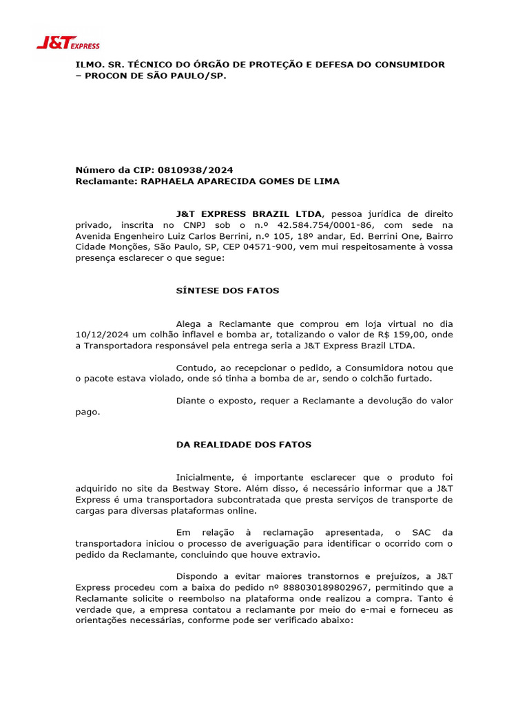 05 - Resposta Do Procon SP - Raphaela | PDF