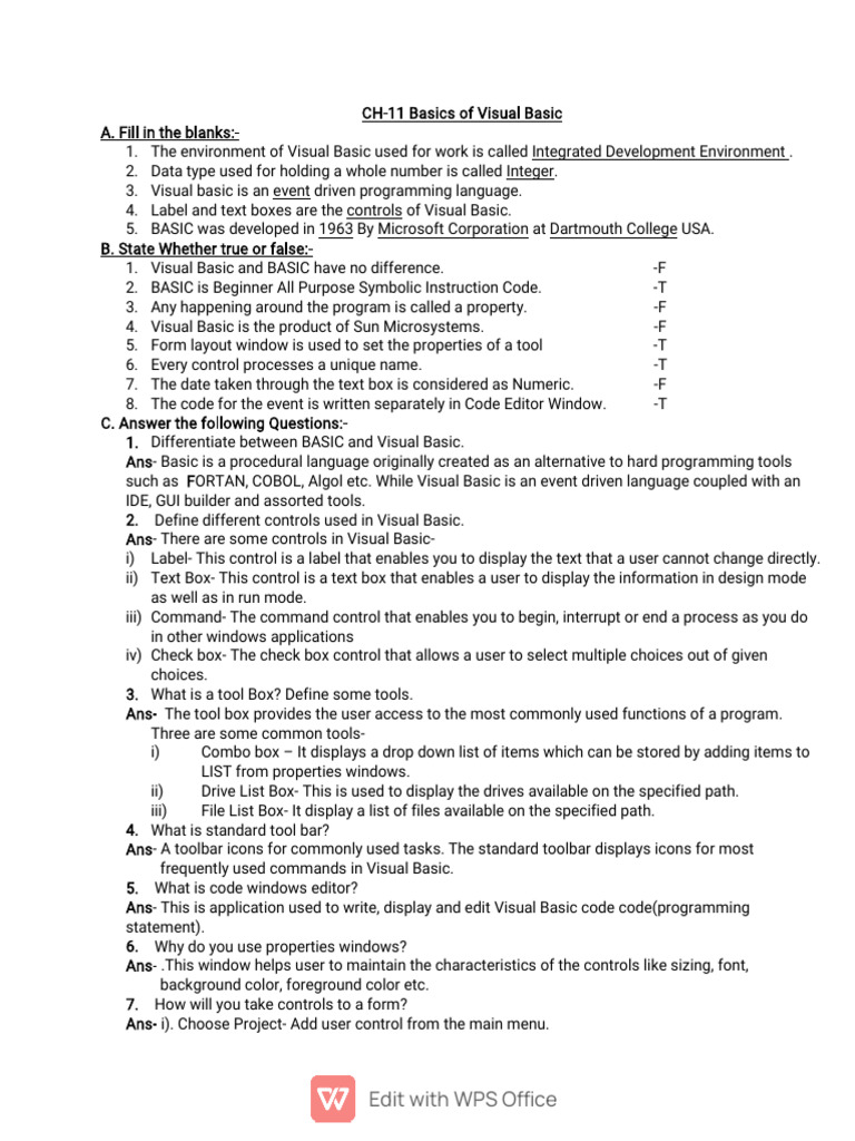 Visual Basic Basics and Controls Guide | PDF | Basic | Window (Computing)