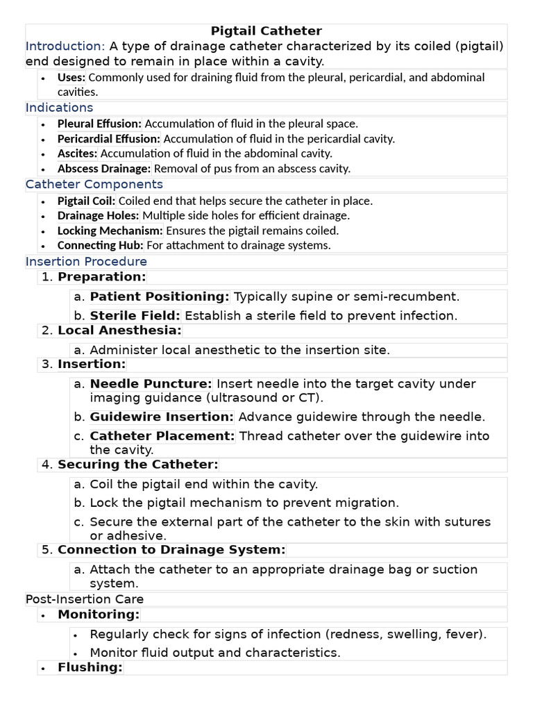 Pigtail Catheter and IC | PDF | Surgery | Catheter