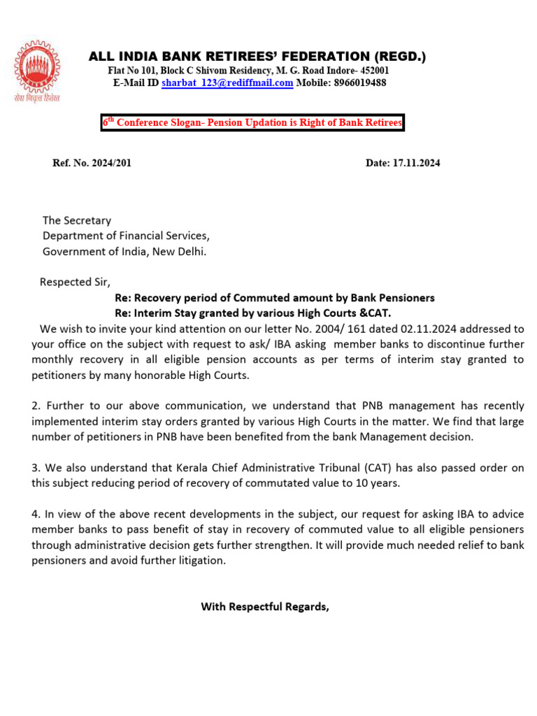 Letter No-1001-Letter On Commutation | PDF