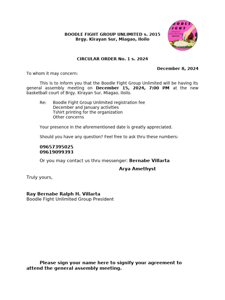 BFGU Circular No. 1 | PDF
