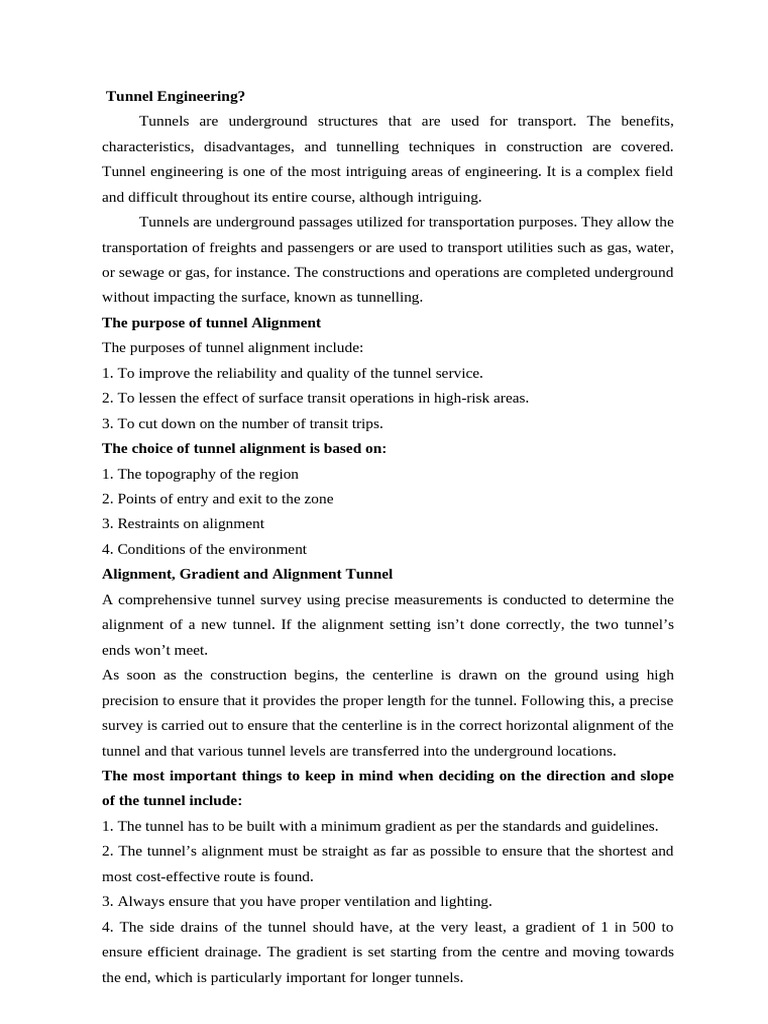 Tunnel Engineering | PDF | Tunnel | Surveying