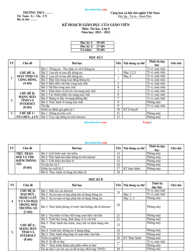 KHGD Tin 6 Canh Dieu | PDF