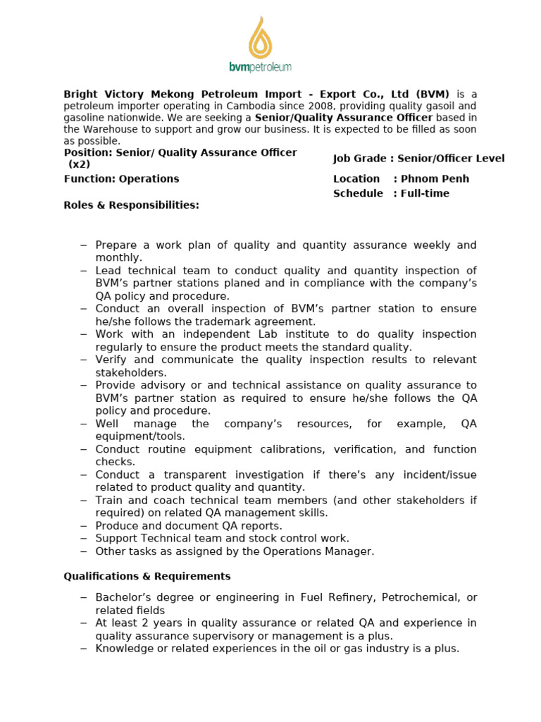 Senior Quality Assurance Update | PDF | Quality Assurance | Business