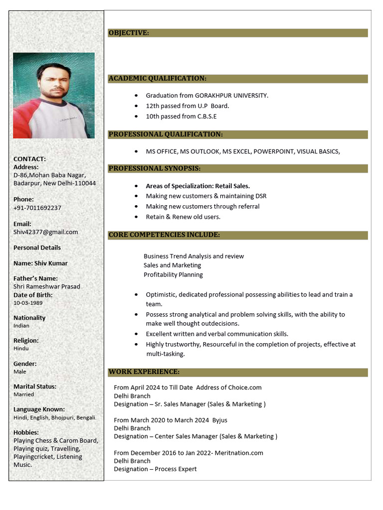 SHIV KUMAR CV (1) | PDF
