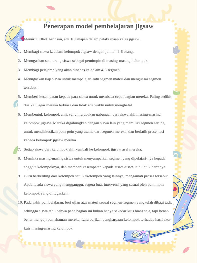 Penerapan Model Pembelajaran Jigsaw | PDF