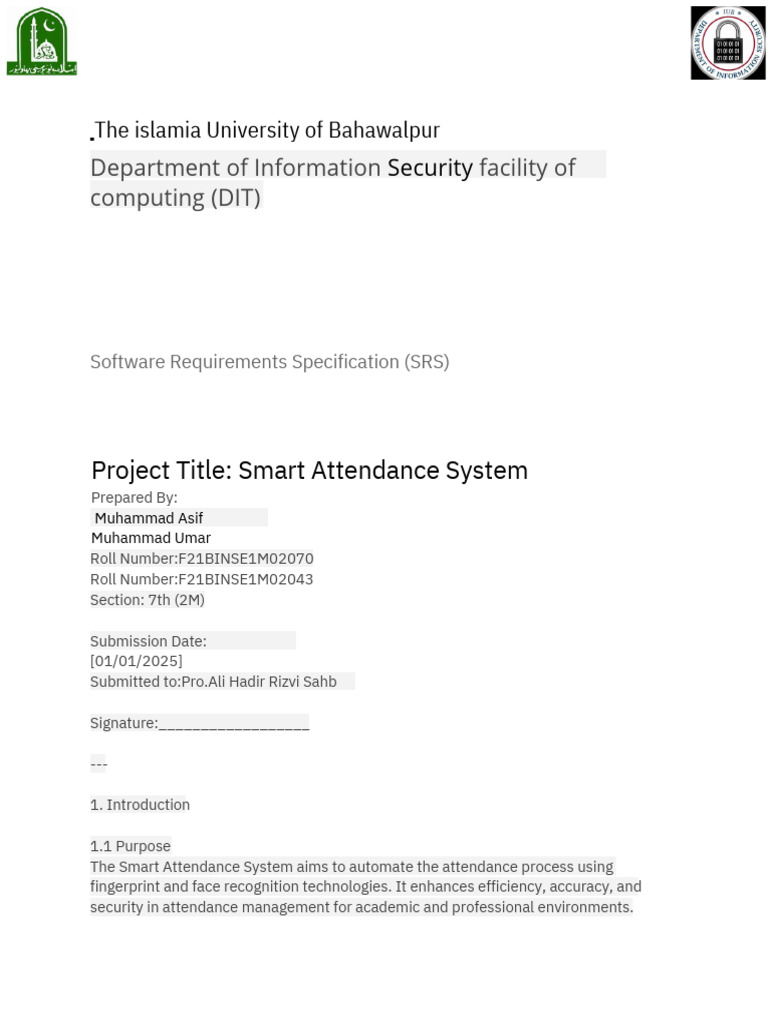 Final Year Project Proposal (IS) 2M | PDF | Biometrics | Databases