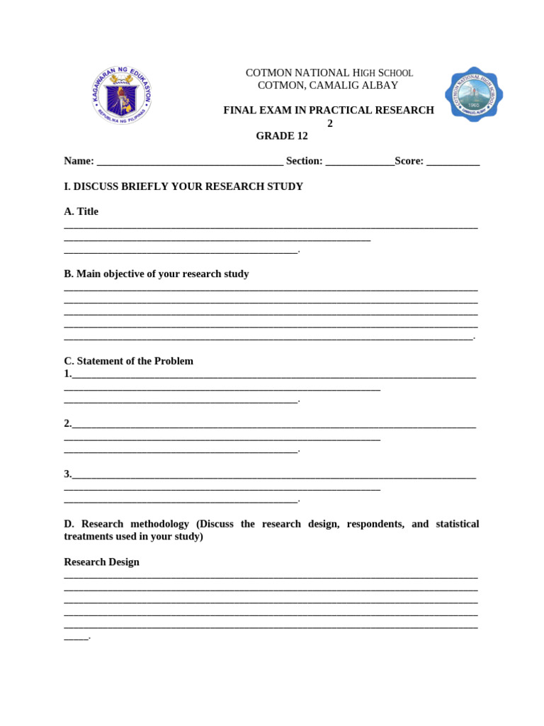 pr2 exam | PDF | Data | Methodology