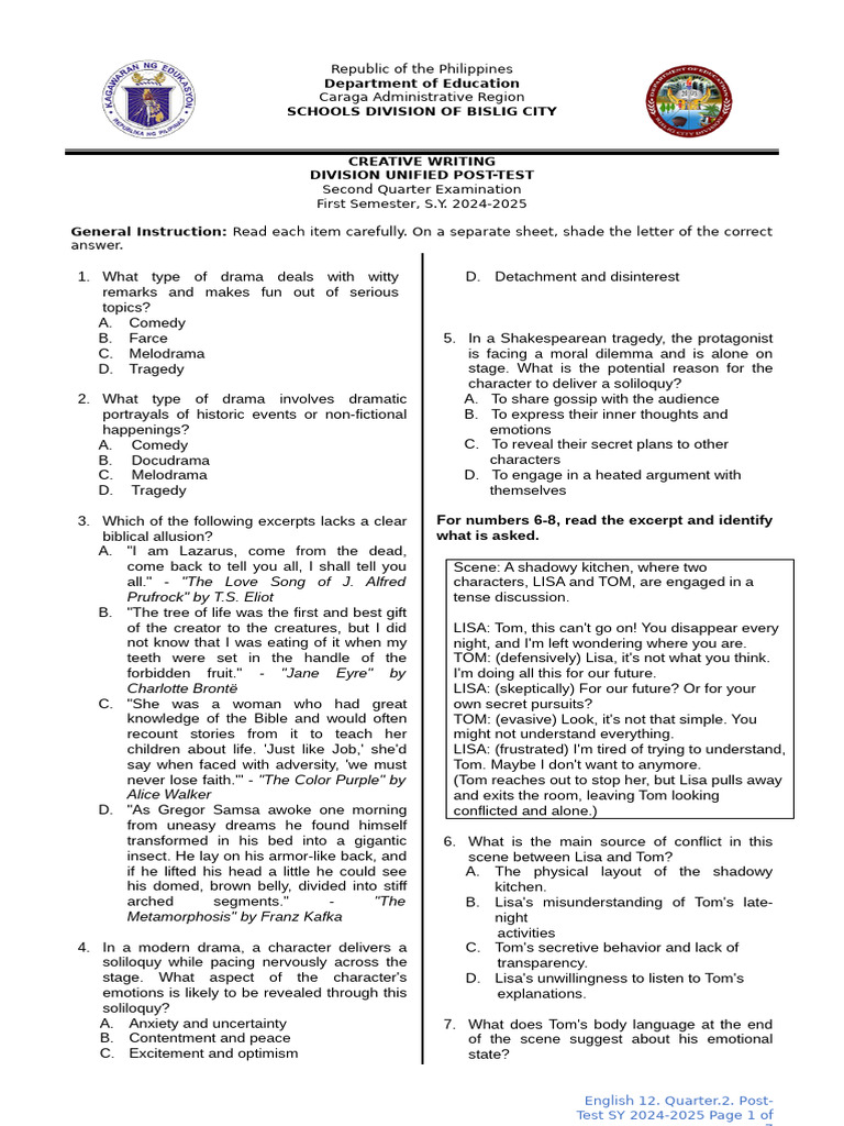 Q2_EXAM_CREATIIVE WRITING | PDF | The Metamorphosis