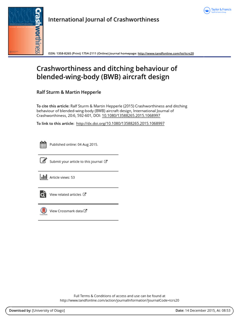 Crashworthiness and Ditching Behaviour of | PDF | Aircraft | Mechanics
