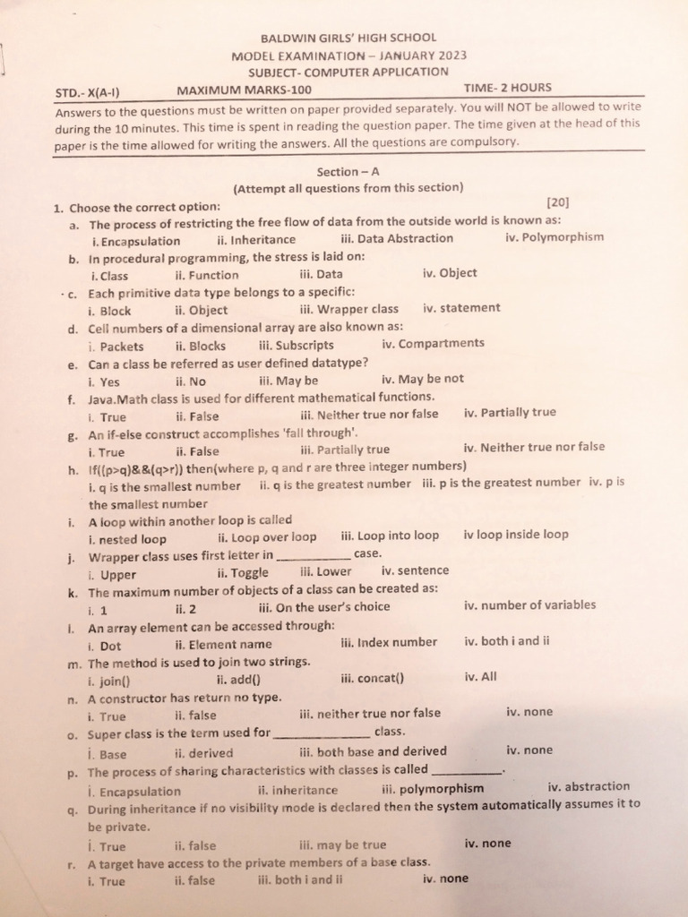 BaldwinGHS CA I10 ME Jan2023 | PDF | Parameter (Computer Programming) | Class (Computer Programming)
