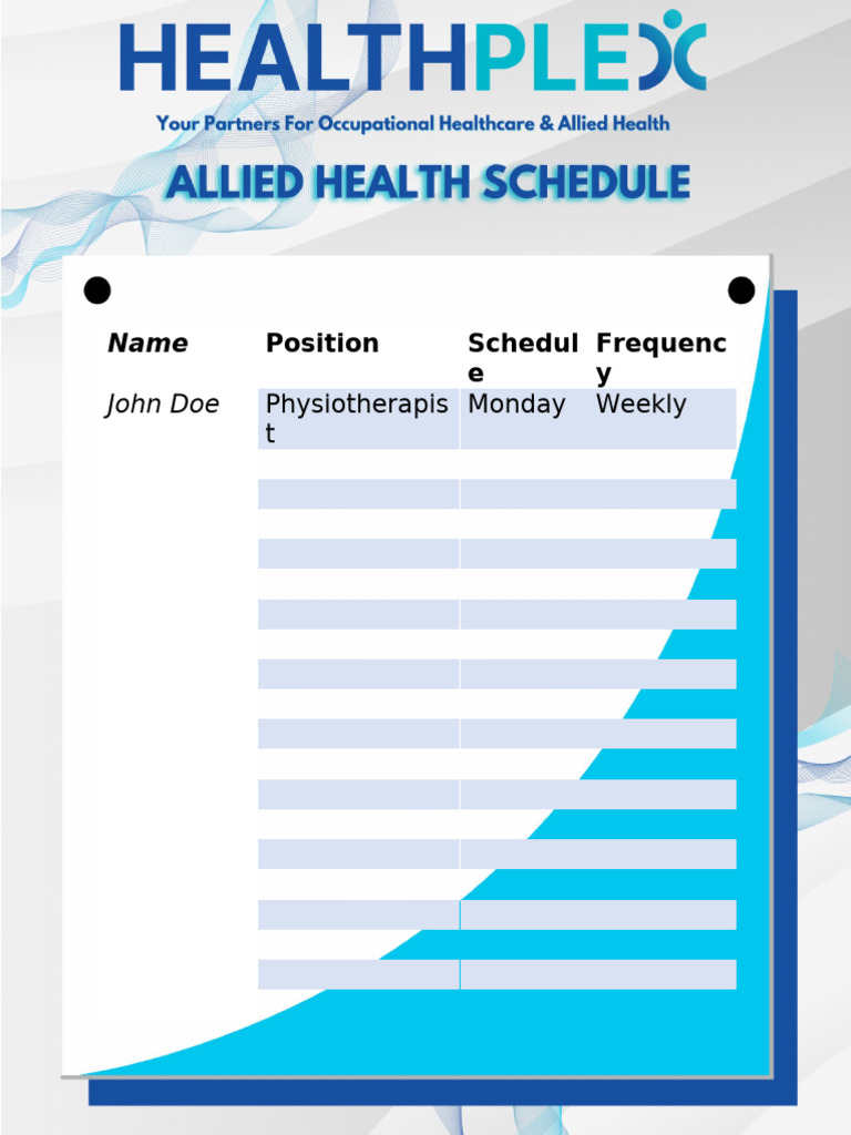 ALLIED HEALTH SCHEDULE Template | PDF