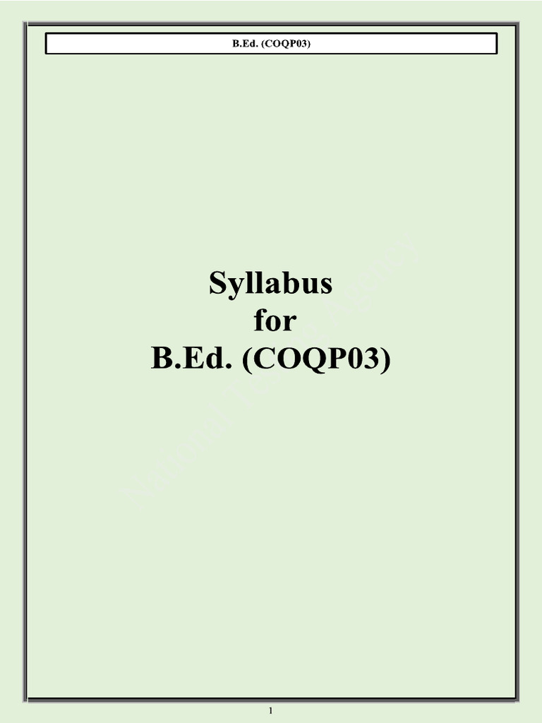 CUET BED SYLLABUS 2025 | PDF