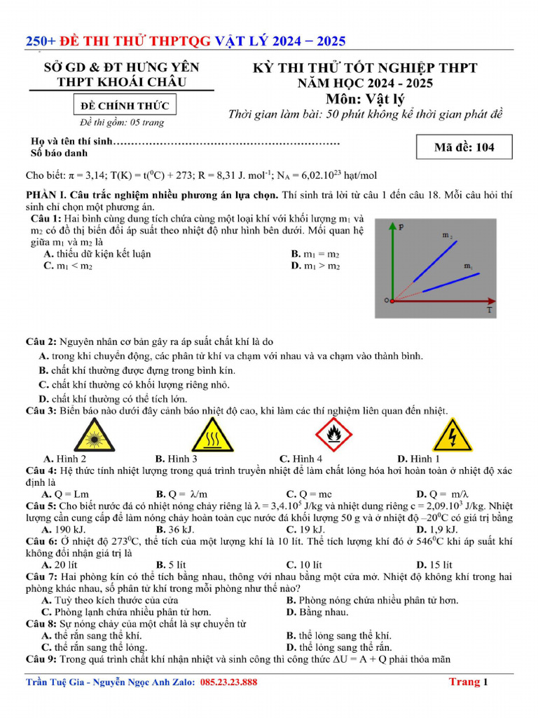 THPT Khoa Chau Hung Yen 2024 - 2025 | PDF