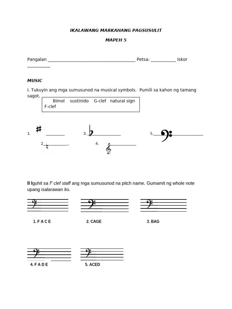 ST - Mapeh 5 - Q2 - 3 | PDF