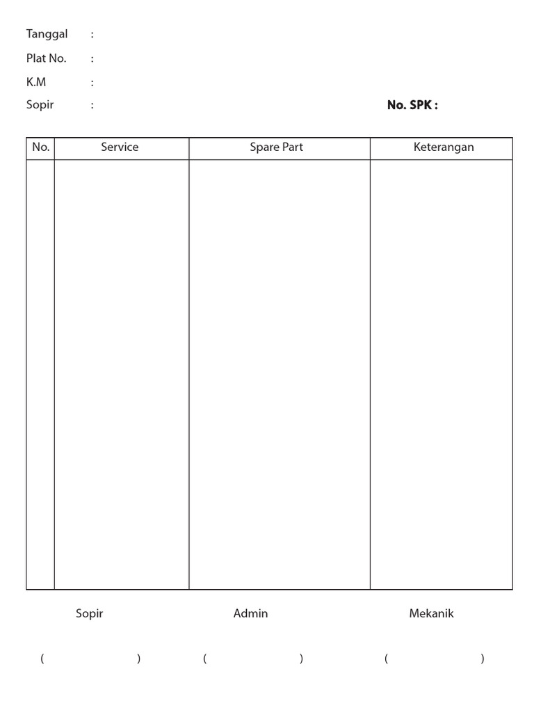 Desain Nota Bengkel A4 | PDF