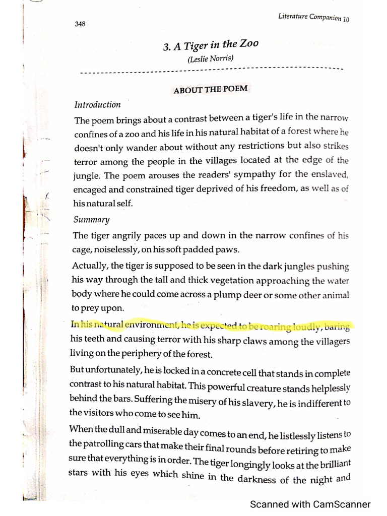5. a Tiger in the Zoo Notes X (1) | PDF
