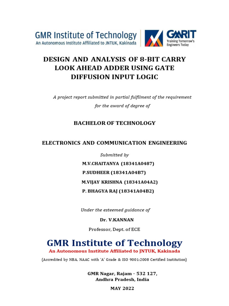 8bit Carry Look Adder Using Gdi -CD Copy | PDF | Logic Gate | Cmos