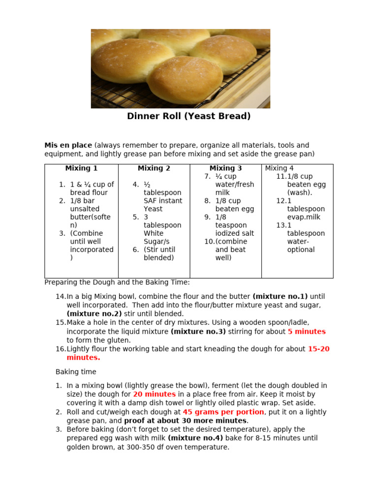 Easy Homemade Dinner Rolls Recipe | PDF