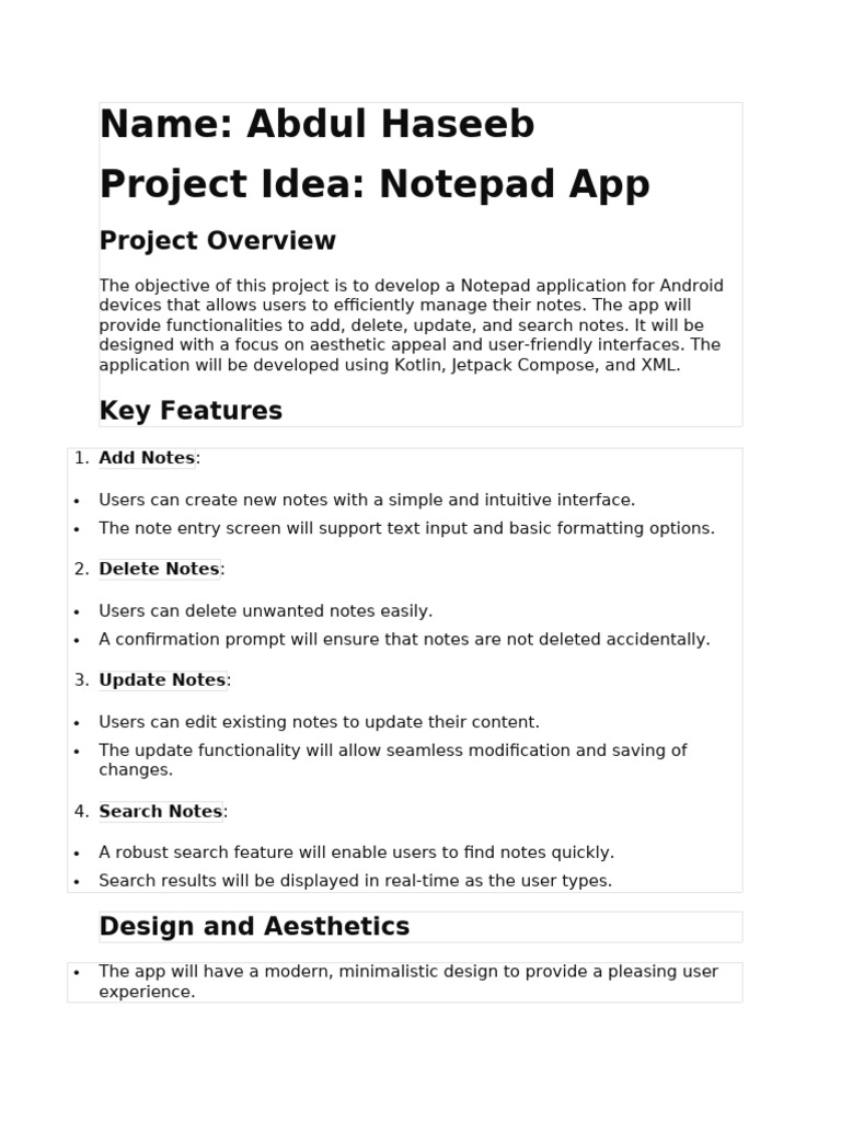 Project Idea | PDF | User Interface | Android (Operating System)