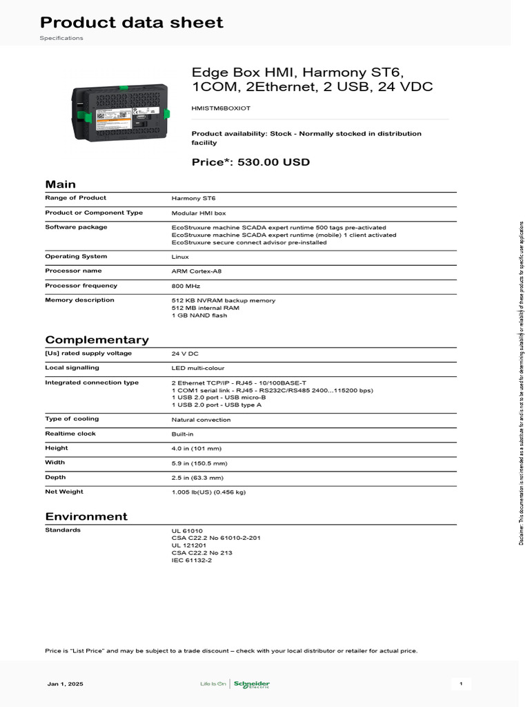Schneider Electric_Harmony-ST6_HMISTM6BOXIOT | PDF