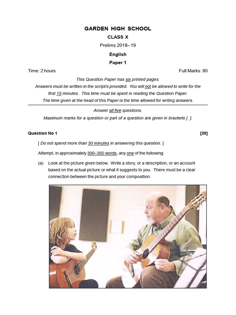 10 English Paper 1 | PDF