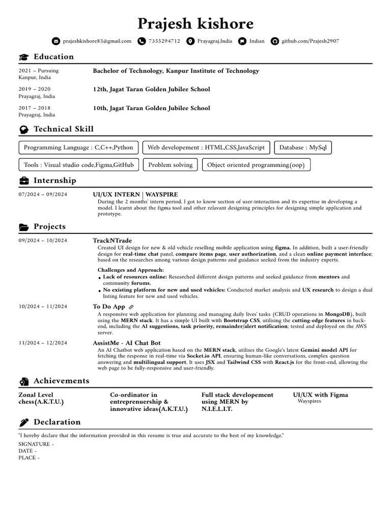 Prajesh Kishore FlowCV Resume 20241230 | PDF | Web Development | Cyberspace