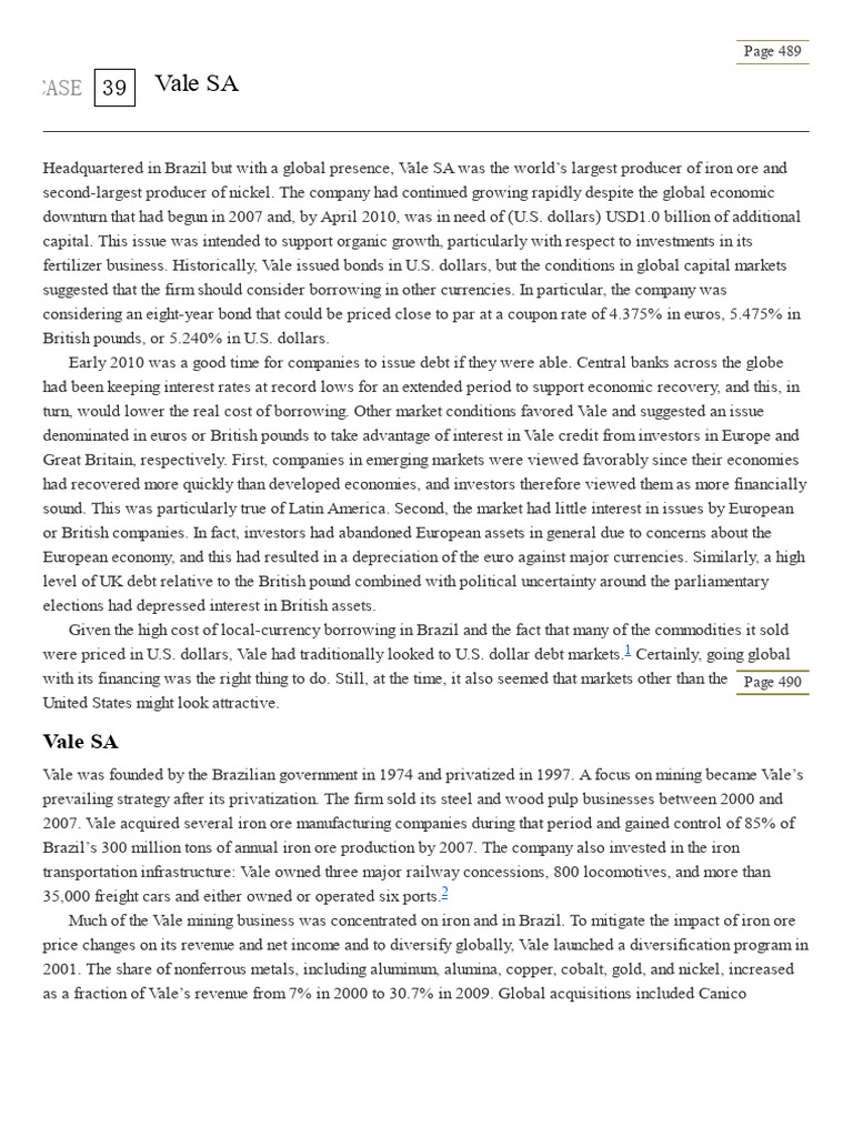 Case Vale SA | PDF | Bonds (Finance) | Interest Rates