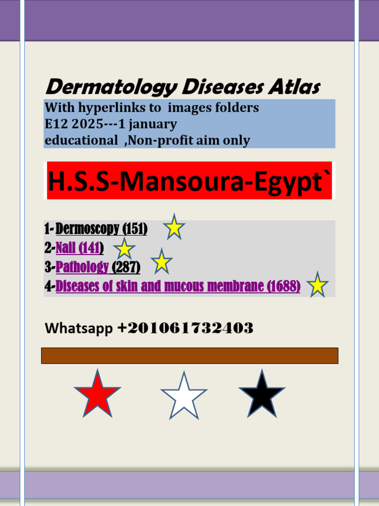 E12 Jan 2025 DERMATOLOGY Diseases Atlas With Hyperlink | PDF ...