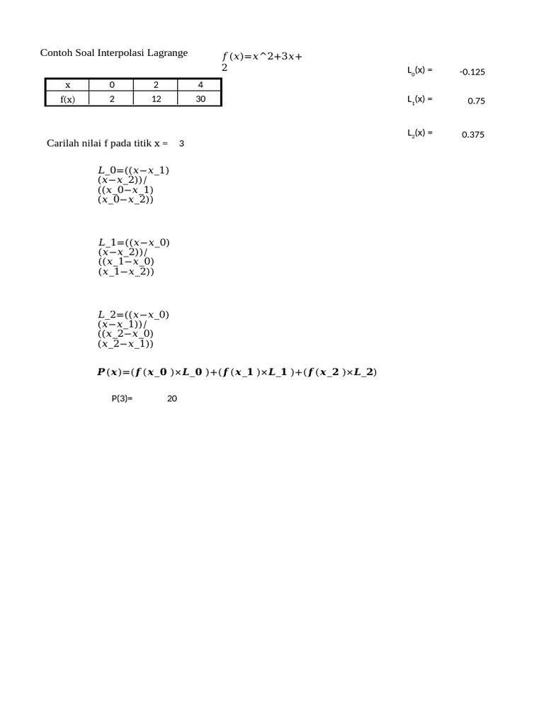 Contoh Soal Interpolasi Lagrange | PDF