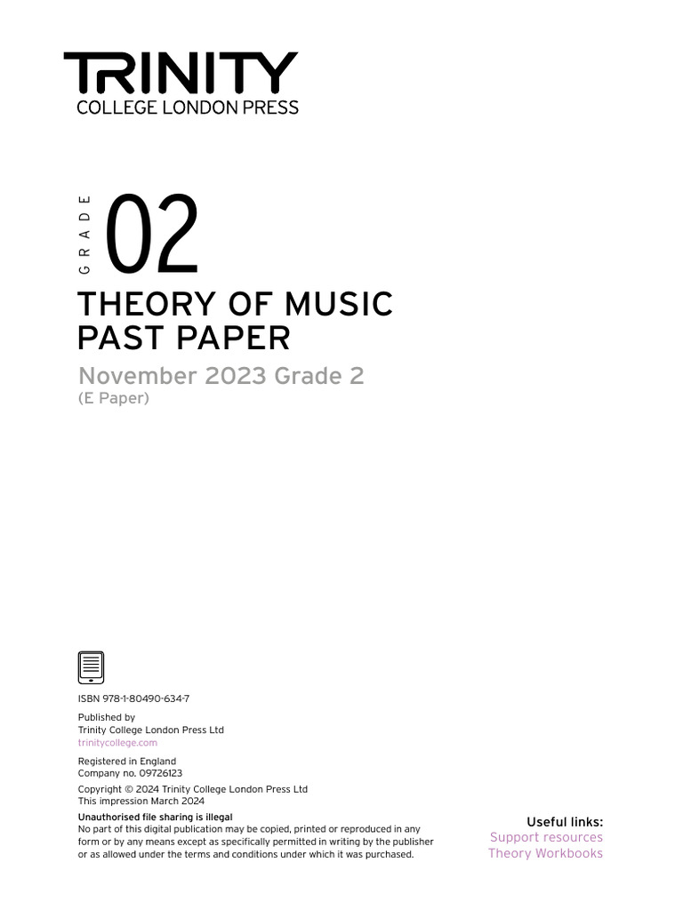 Grade 2 Music Theory Exam Paper | PDF | Harmony | Music Theory