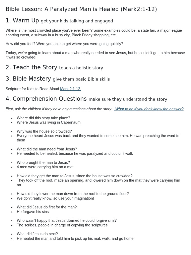 A Paralyzed Man Is Healed | PDF | Jesus | Forgiveness