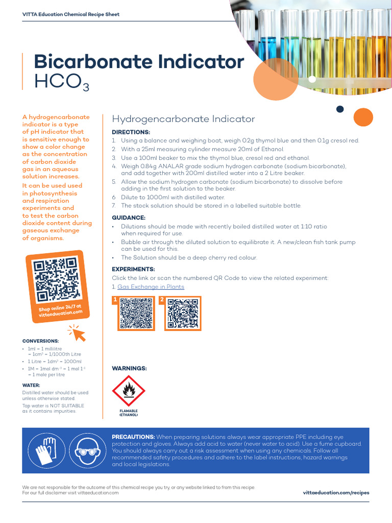 2023 Chemical-Recipe Bicarbonate-Indicator A4 | PDF | Bicarbonate | Water