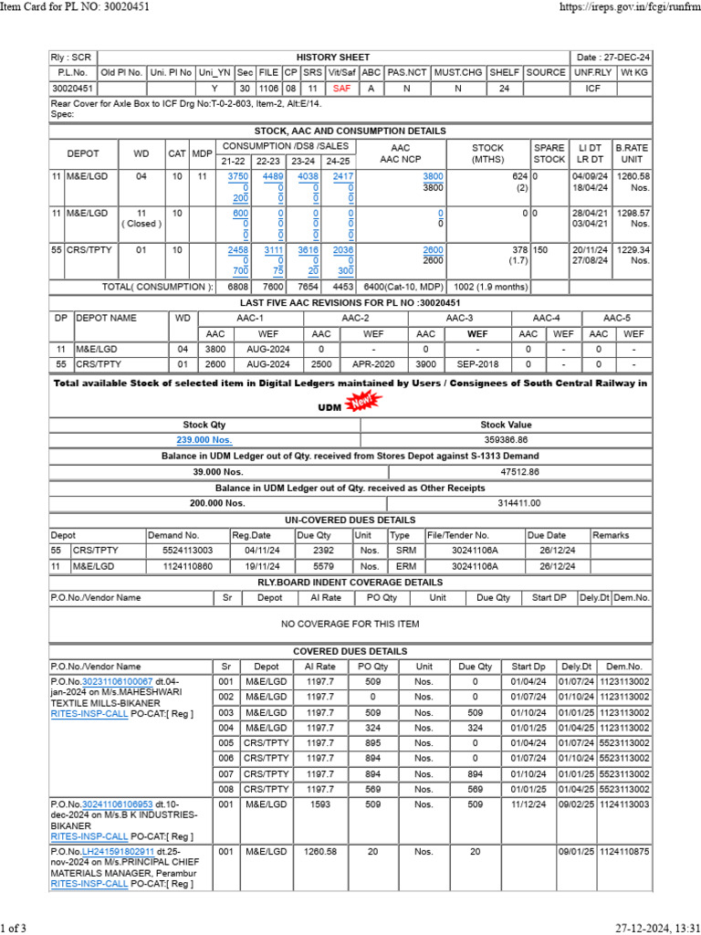 Item Card For PL NO - 30020451 | PDF