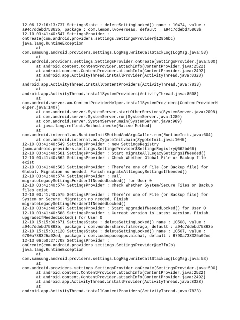 Settings Provider | PDF | Java (Programming Language) | Backup