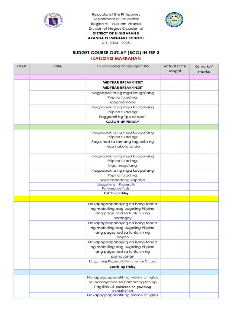 3RD QUARTER BCO Grade III | PDF