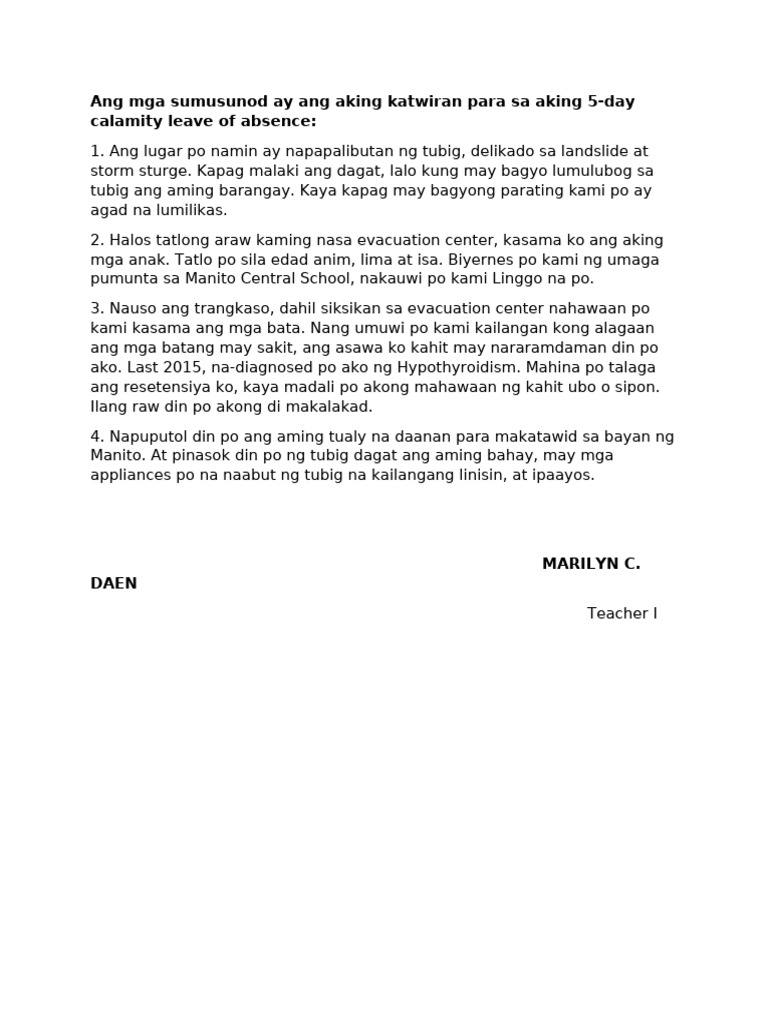 5 day calamity leave | PDF