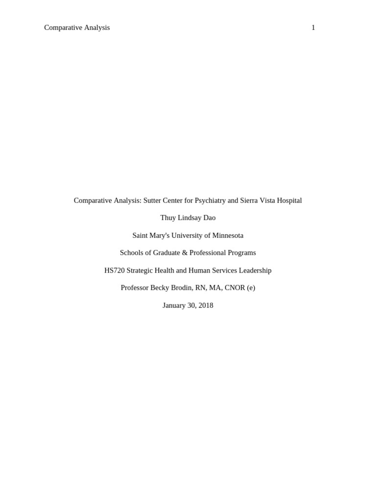 Comparative Analysis Paper | PDF | Psychiatry | Mental Health