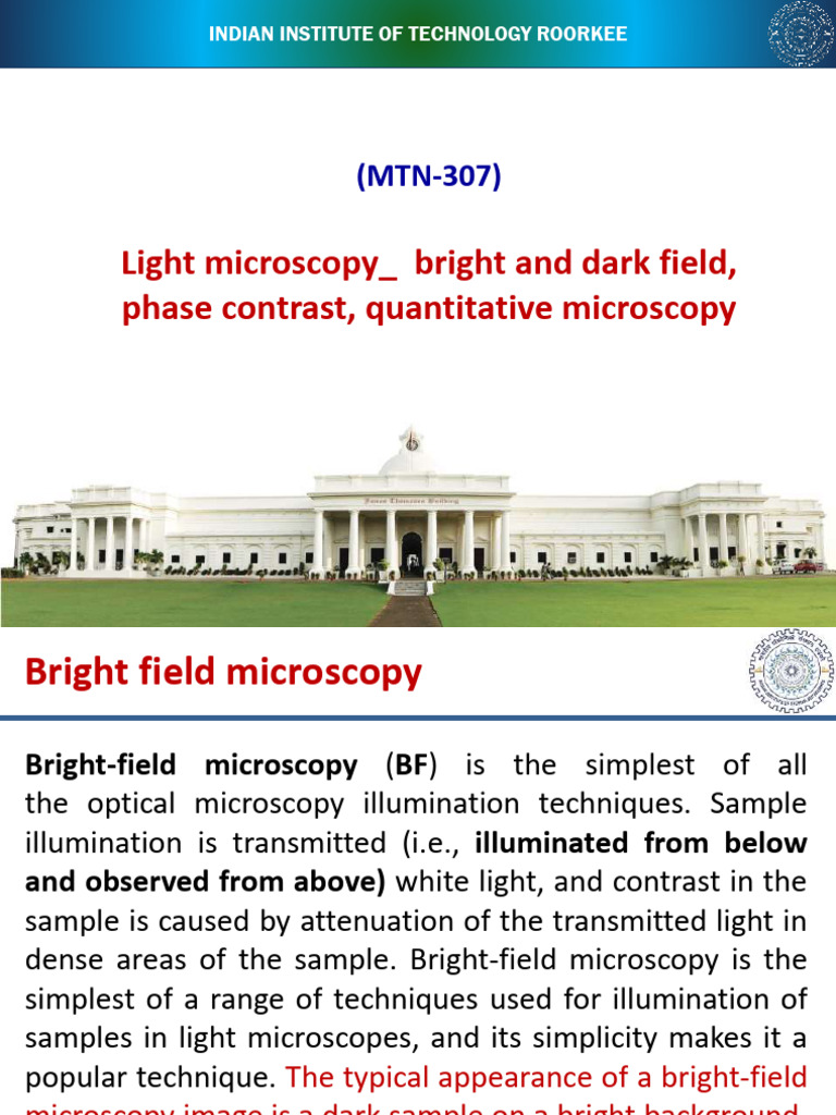 MTN 307 - BF DF - Quantitative Microscope | PDF | Microscopy | Optics