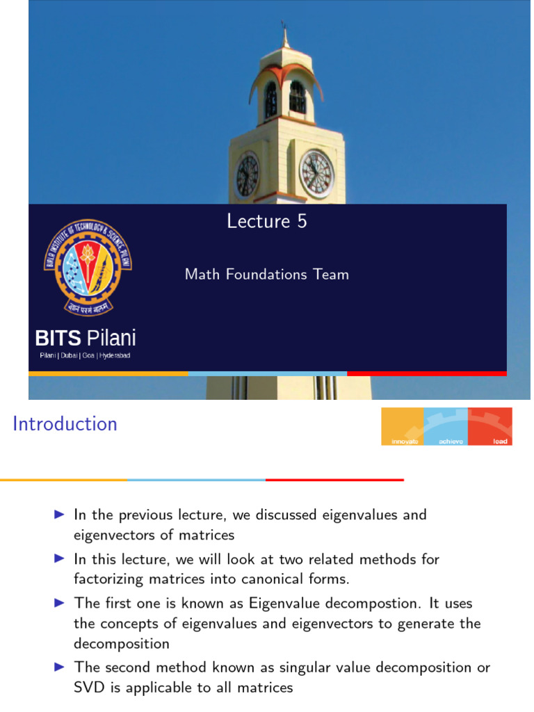 MFDS lecture BITS WILP | PDF | Matrix (Mathematics) | Eigenvalues And Eigenvectors