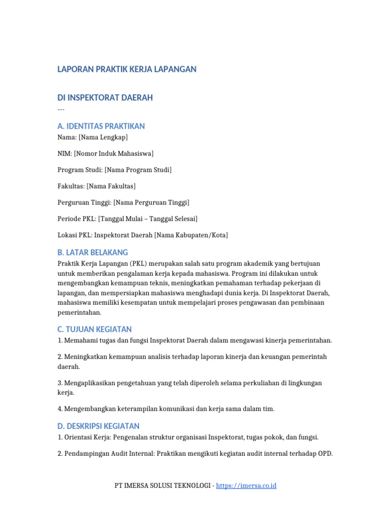 Contoh Laporan PKL Di Inspektorat | PDF