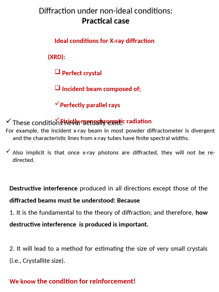 MTN 307 - X RAY - DIFF NON IDEAL Cond. | PDF | Diffraction | Wavelength