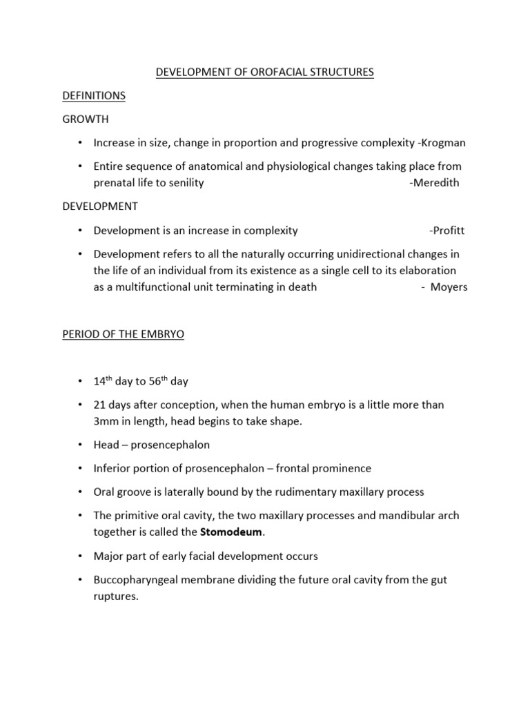 Development of Orofacial Structures | PDF | Human Nose | Human Head And ...