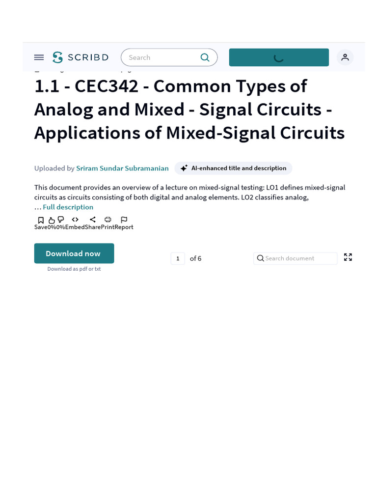 Document7005541611 1 CEC342 Common Types of Analog and Mixed Signal Circuits Applications of ...